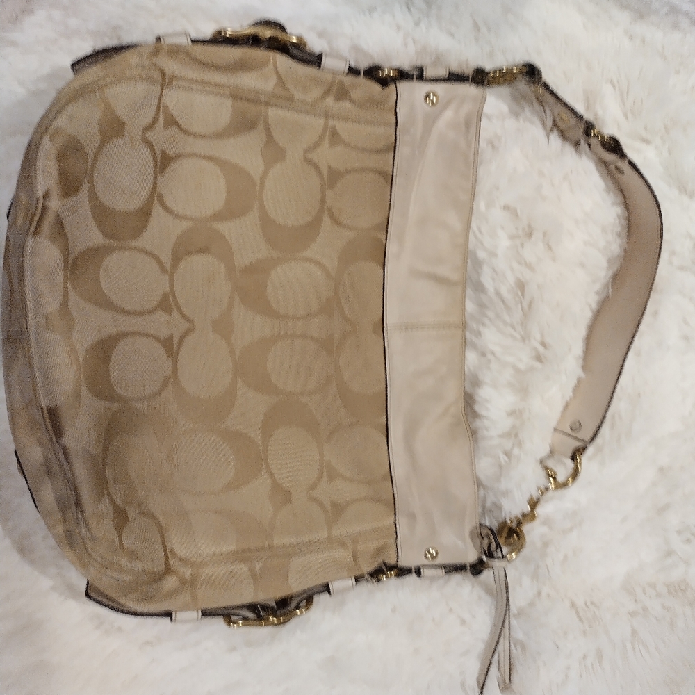 Coach Cream Signature Logo Handbag Purse - Gem
